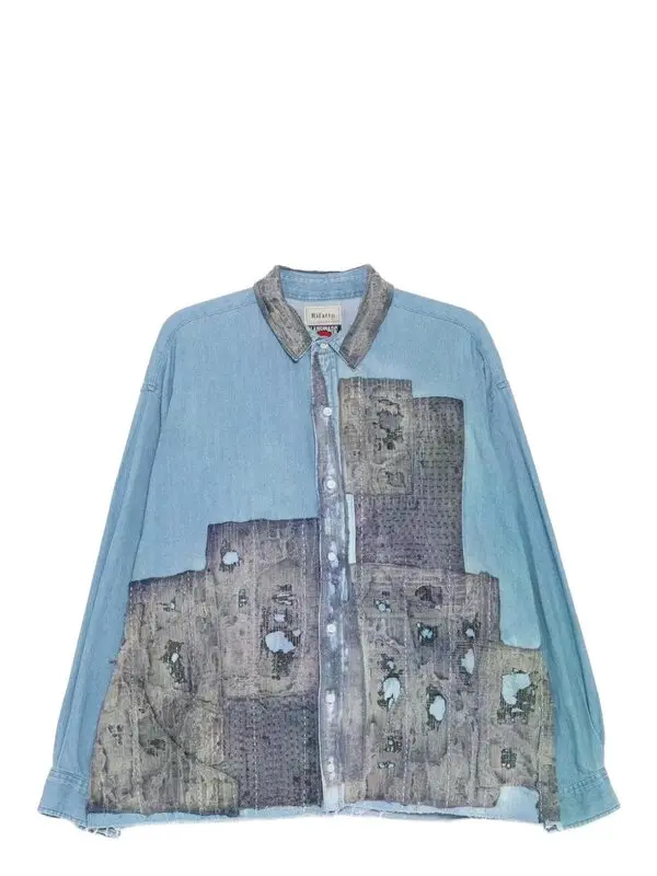 KAFENEO BY TBF Patch-worked Shirt - Blue