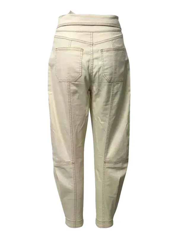 Ulla Johnson Belted Contrast-stitch Trousers - Neutrals
