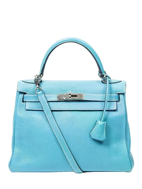 Hermès 2005 Kelly Retourne 28 Leather Tote Bag - Blue