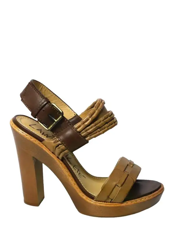 LANVIN Wooden Accent Platform Heels - Brown