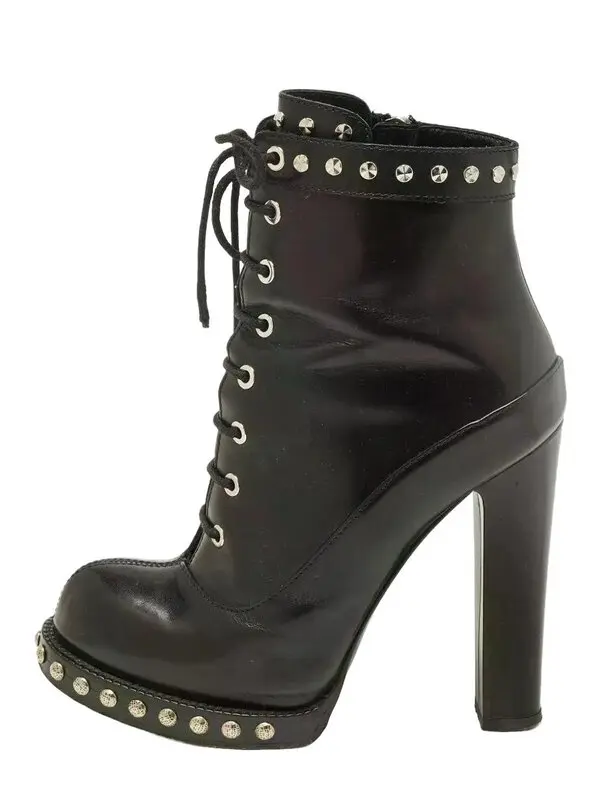 Alexander McQueen Lace-up Leather Boots - Black