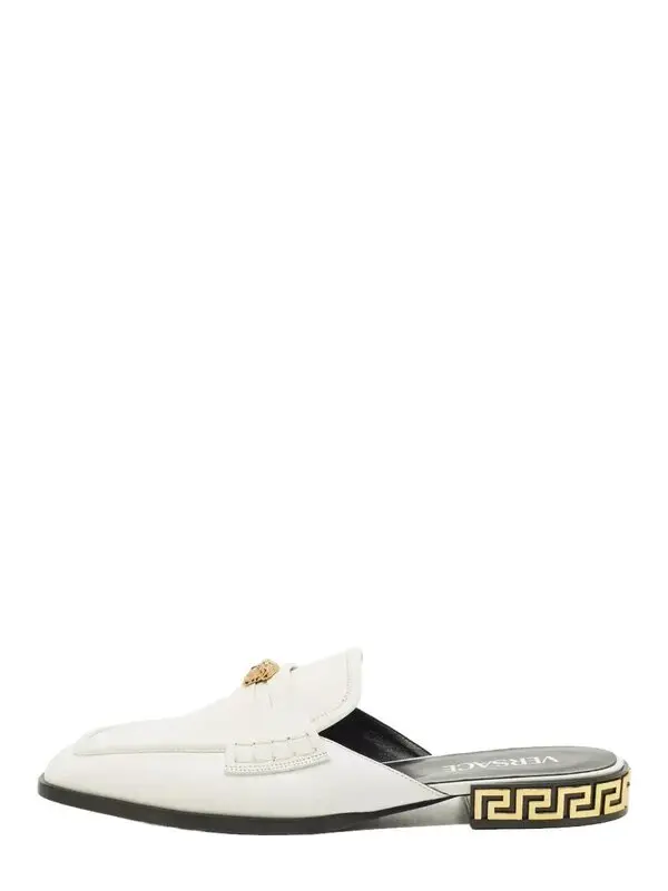 Versace Leather Emblem Sandals - White