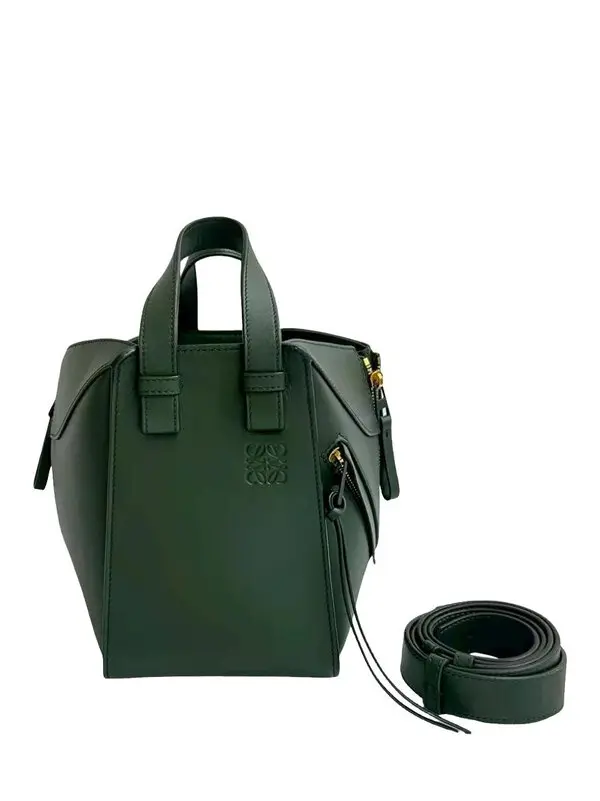 Loewe Smooth Calfskin Compact Hammock Bag Satchel - Green