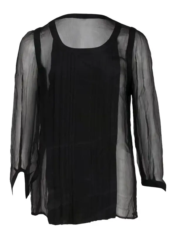 Miu Miu Long-sleeved Sheer Top - Black