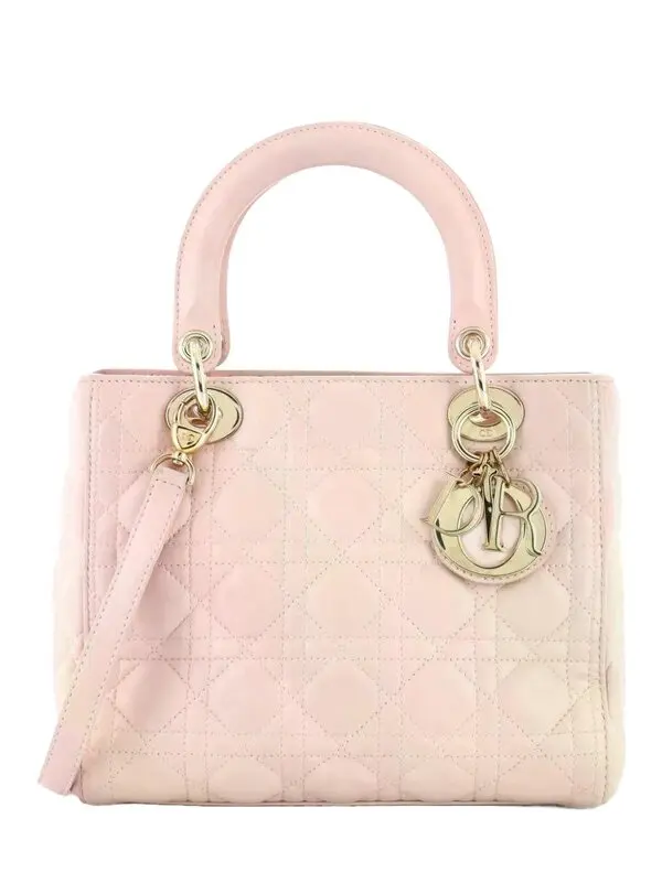 Dior Lady Bag Cannage Quilt Lambskin Medium Satchel - Pink