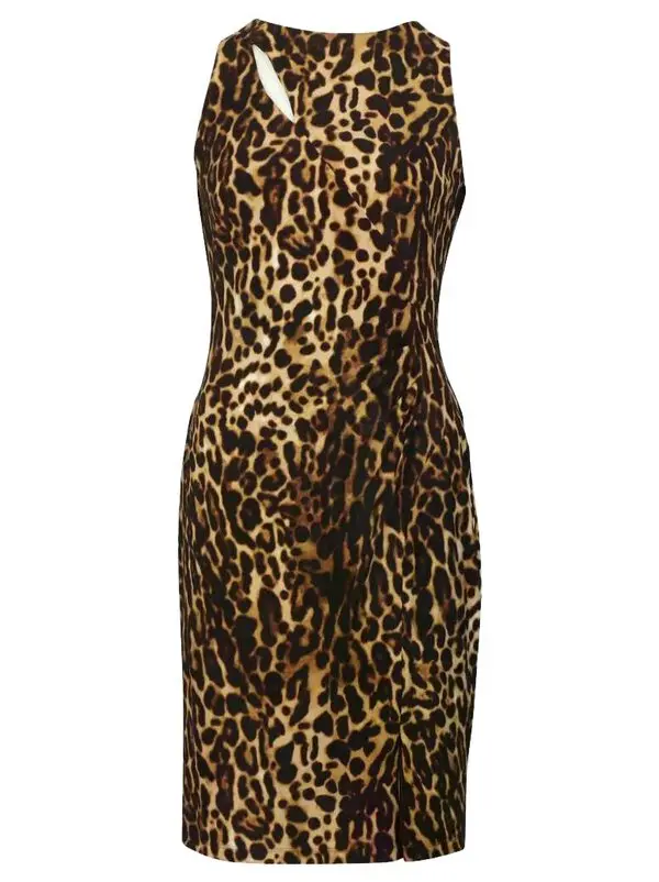 Ralph Lauren Leopard-print Keyhole Midi Dress - Brown