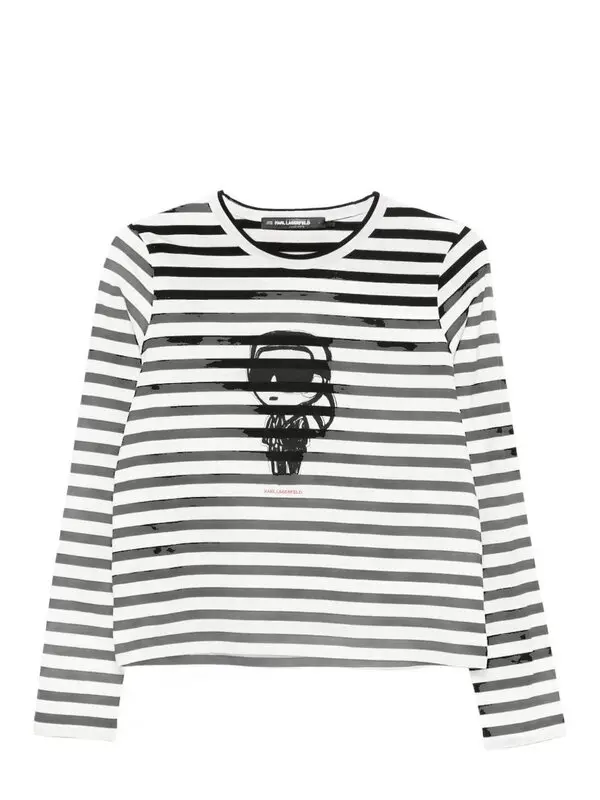 Karl Lagerfeld Striped-detail Top - White