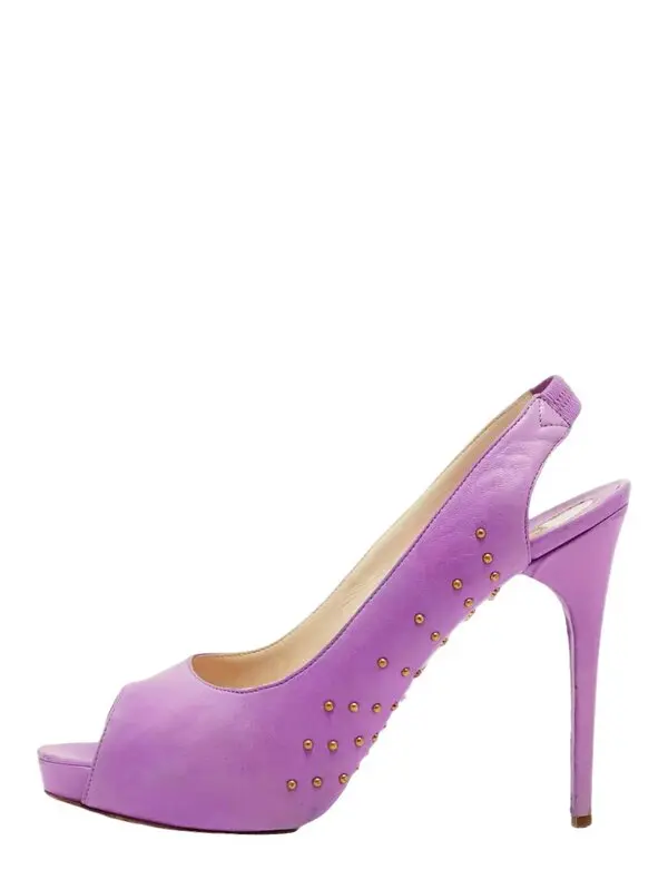 Brian Atwood Studded Leather Slingback Pumps - Purple