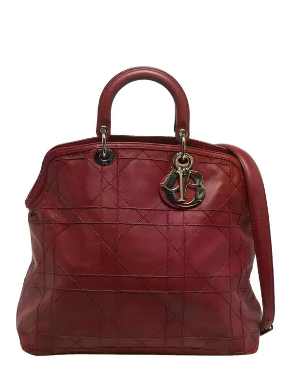 Dior Cannage Leather Tote Bag - Red