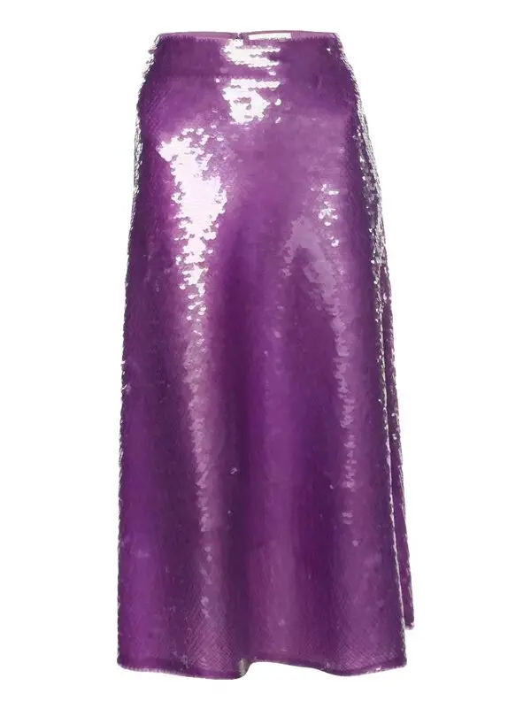 Victoria Beckham Sequined Midi Skirt - Purple