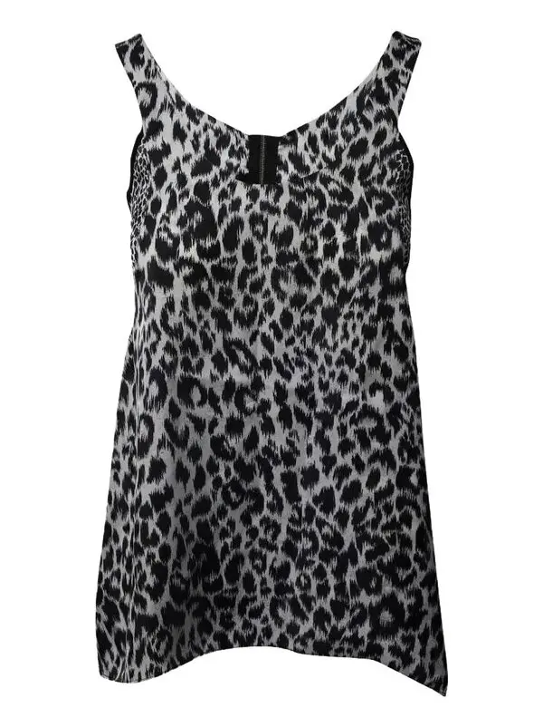 Sandro Animal-print Scoop Neck Top - Black