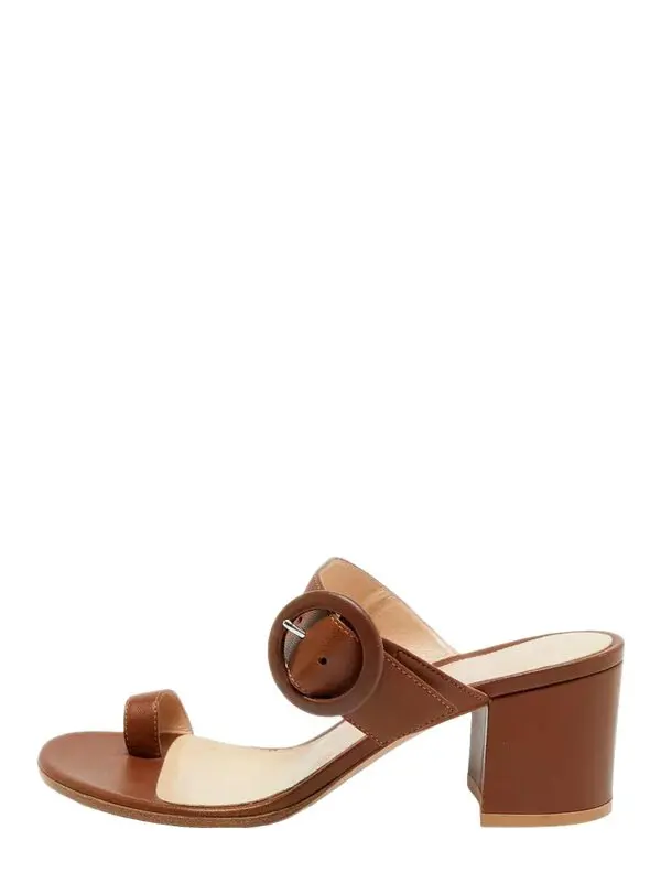 GIANVITO ROSSI Leather Block-heel Sandals - Brown