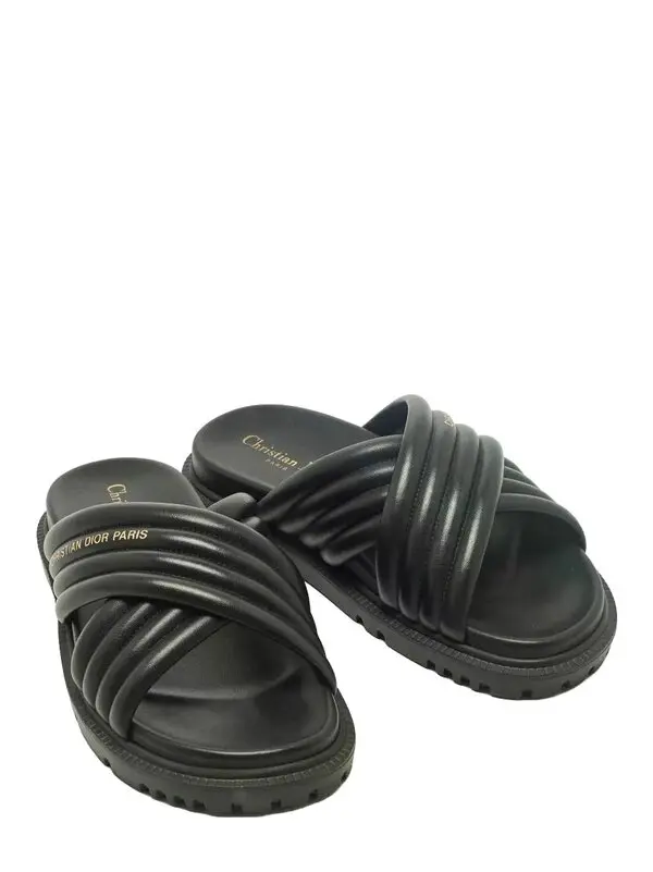 Dior Criss-cross Leather Sandals - Black