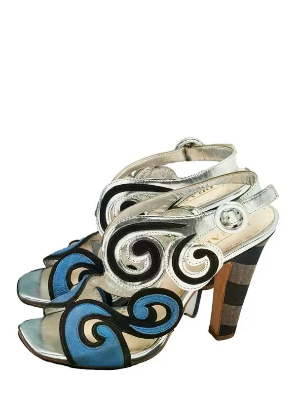 Prada Cut-out Slingback Sandals - Silver