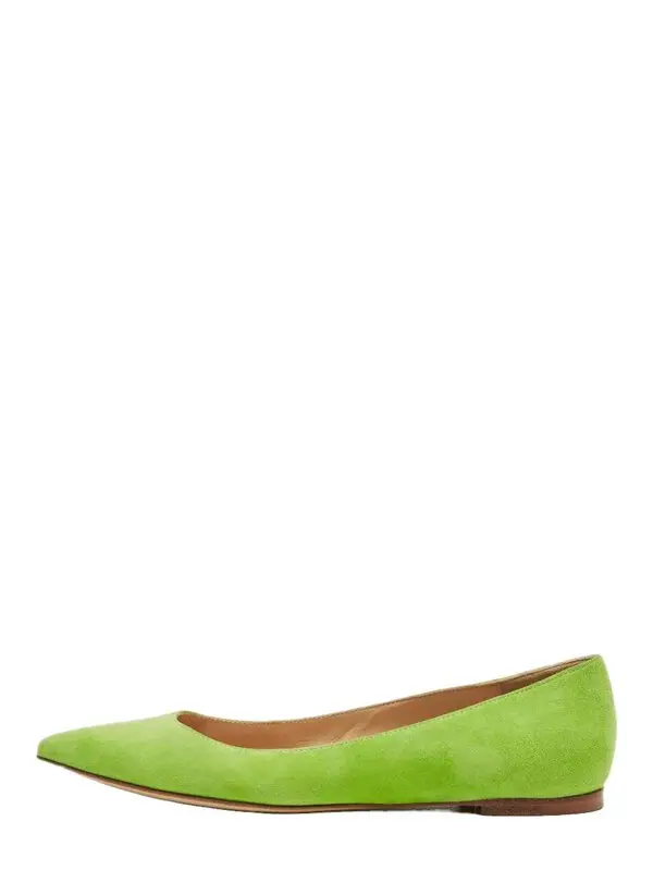 GIANVITO ROSSI Suede Almond-toe Ballet Flats - Green