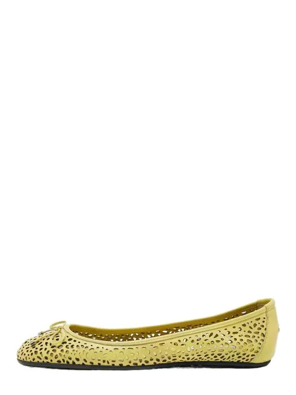 JIMMY CHOO Cutout Bow Flats - Green