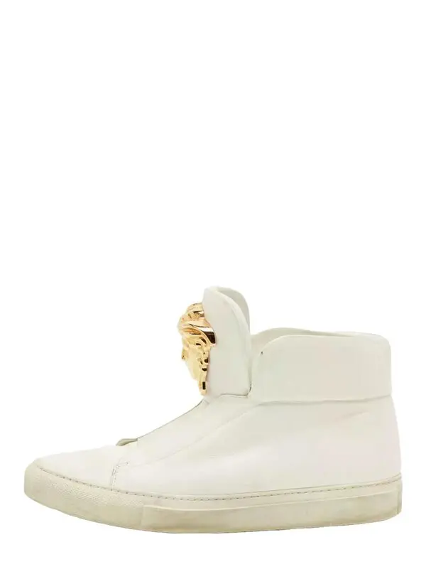 Versace Palazzo Leather High-top Sneakers - White