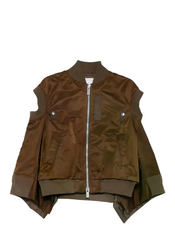 Sacai Cut-out Zipped Bomber Gilet - Brown