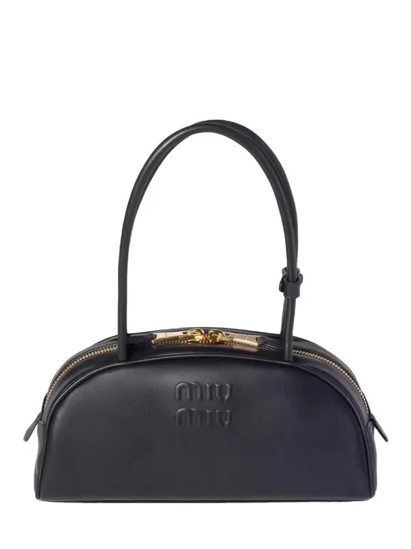 Miu Miu Embossed Logo Shoulder Bag - Black