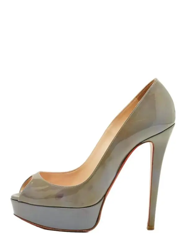 CHRISTIAN LOUBOUTIN Leather Peep-toe Pumps - Grey