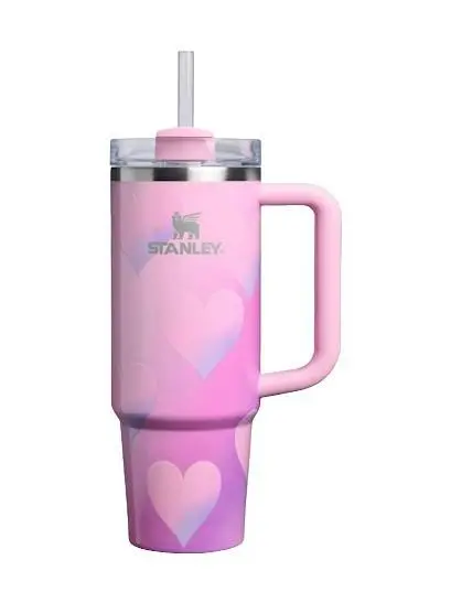 STANLEY Target Exclusive Valentines Day Collection Flowstate Quencher 30oz Tumbler - Powder Pink Heart Gradient