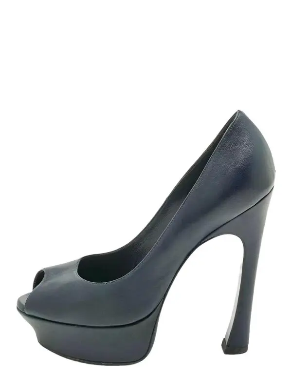 Saint Laurent Leather Peep-toe Platform Pumps - Blue