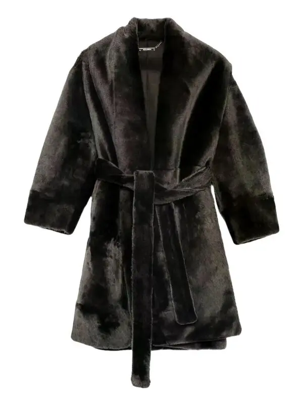 Nour Hammour Belted Coat - Grey