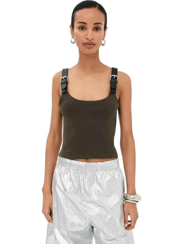 Monse Leather Strap Tank Top - Teak