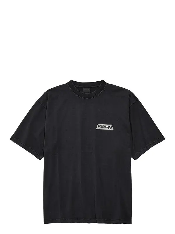 Balenciaga Cotton Masking Tape Logo T-shirt - Black