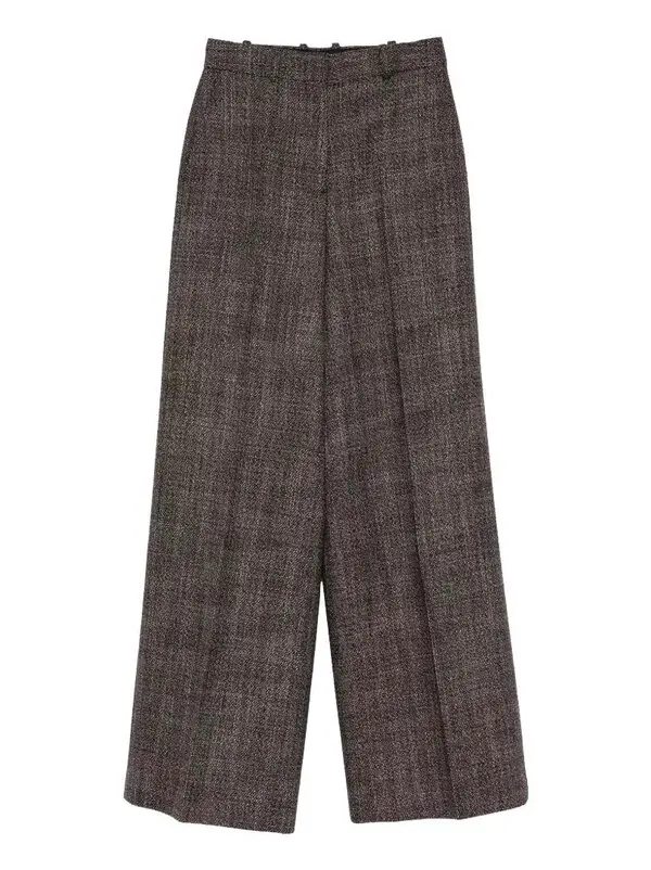 JOSEPH Herringbone Wide Leg Trousers - Brown