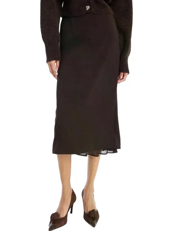 ROTATE BY BIRGER CHRISTENSEN Two-layers Midi Skirt - Brown