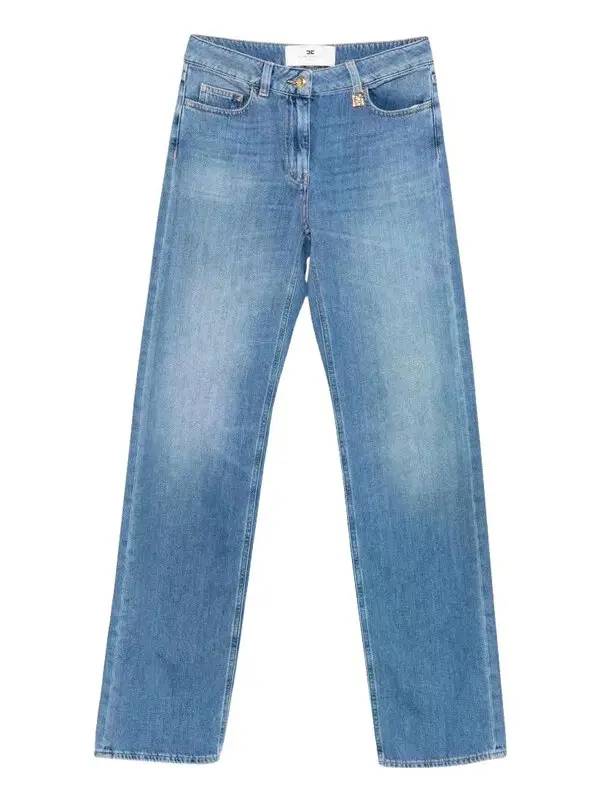 Elisabetta Franchi Palazzo Jeans With Logo Detail - Blue