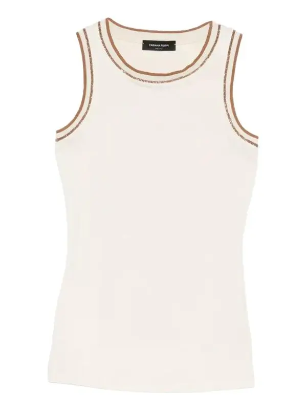 Fabiana Filippi Contrast-trim Sleeveless Tank Top - Neutrals