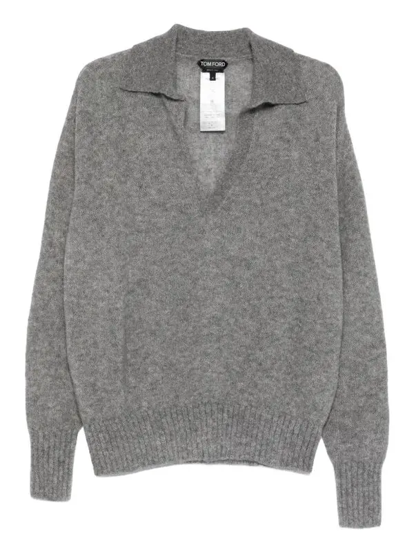 TOM FORD V-neck Collared Sweater - Grey