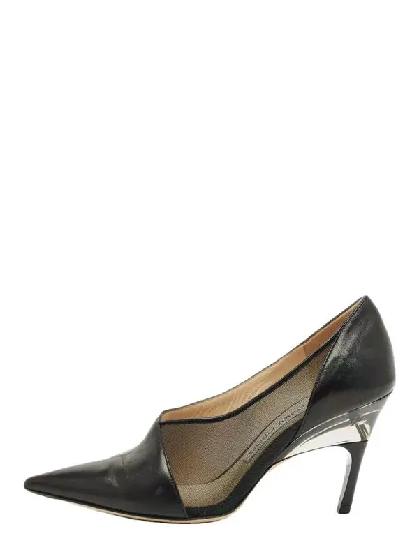 JIMMY CHOO Leather Mesh-detail Pumps - Black