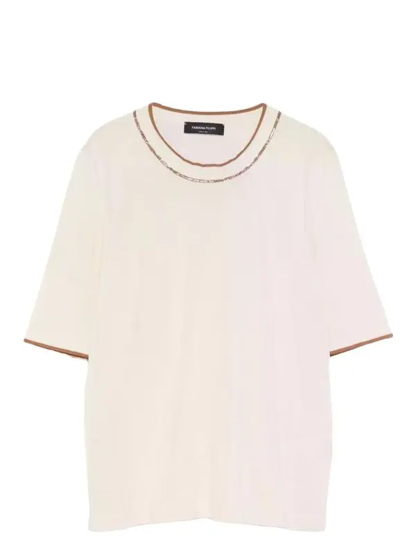 Fabiana Filippi Knitted T-shirt With Contrast Trim - Neutrals