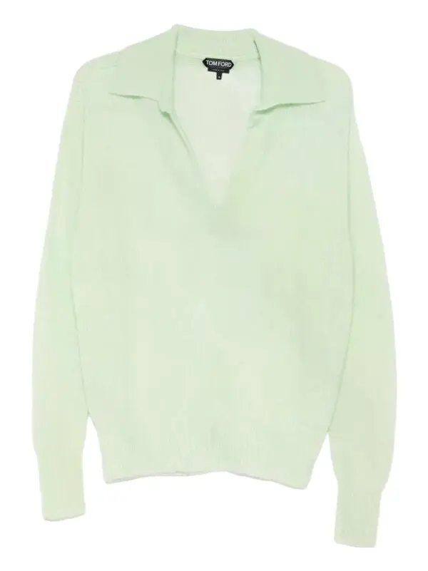 TOM FORD V-neck Collared Sweater - Green