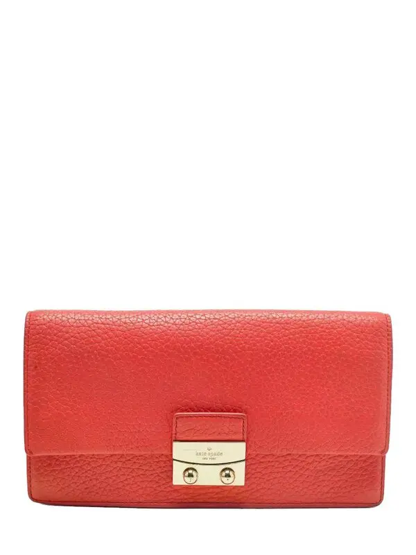 Kate Spade New York Grained Leather Flap Clutch - Red