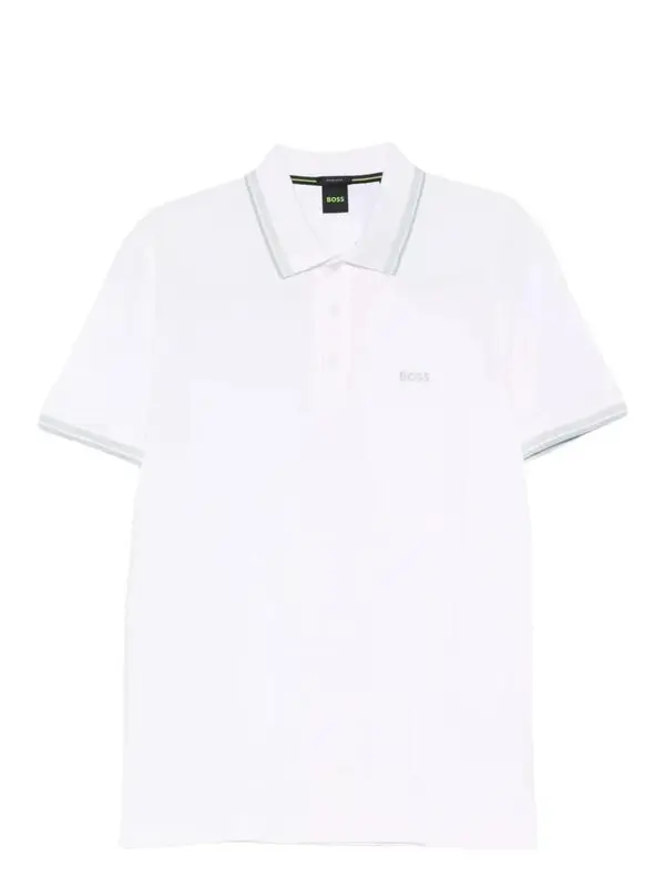 BOSS Striped-collar Polo Shirt - White
