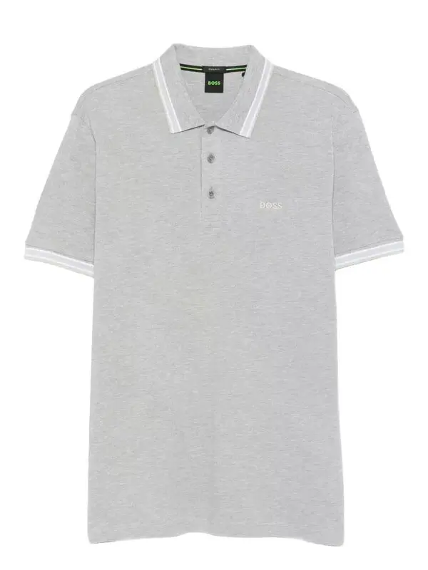 BOSS Striped-collar Polo Shirt - Grey