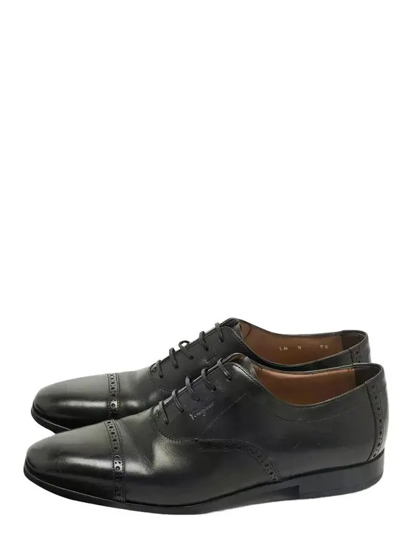 FERRAGAMO Brogue Leather Shoes - Black