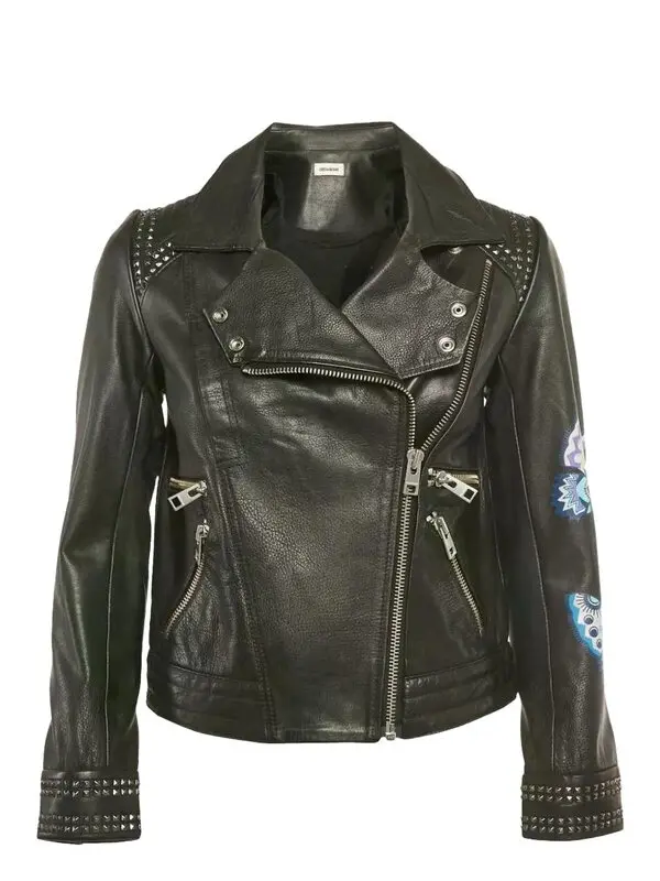 Zadig&Voltaire Studded Leather Biker Jacket - Black