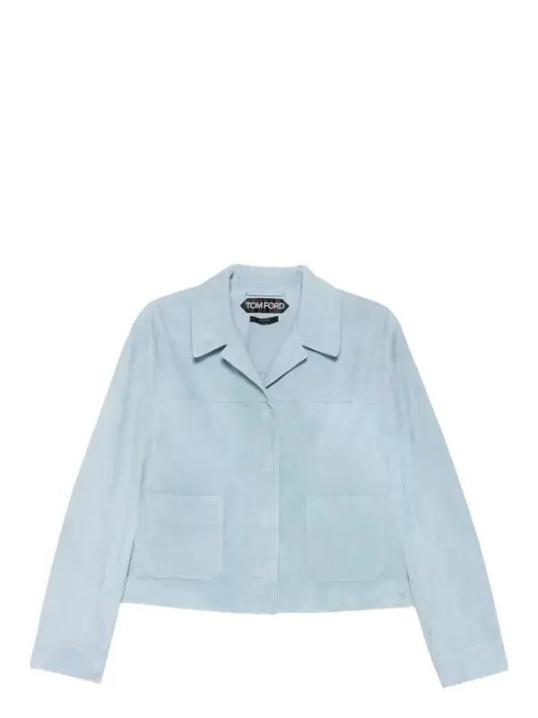 TOM FORD Collared Leather Jacket - Blue