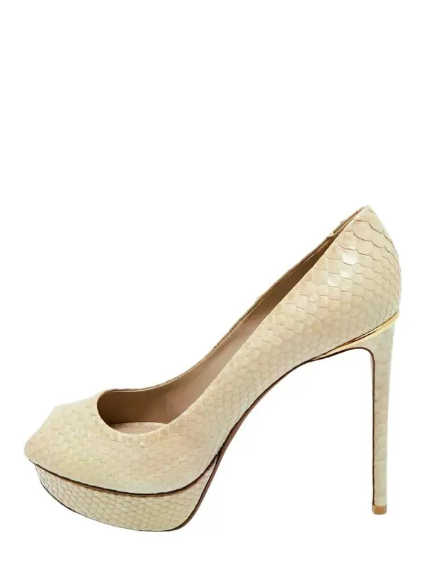 LOUIS VUITTON Python Peep-toe Stiletto Sandals - Neutrals