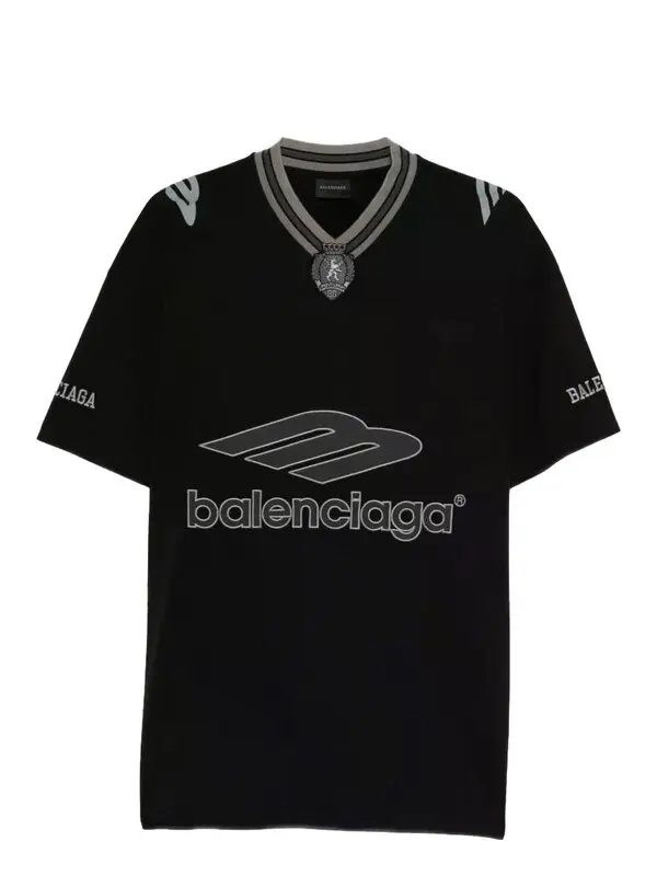 Balenciaga Logo V-neck T-shirt - Black