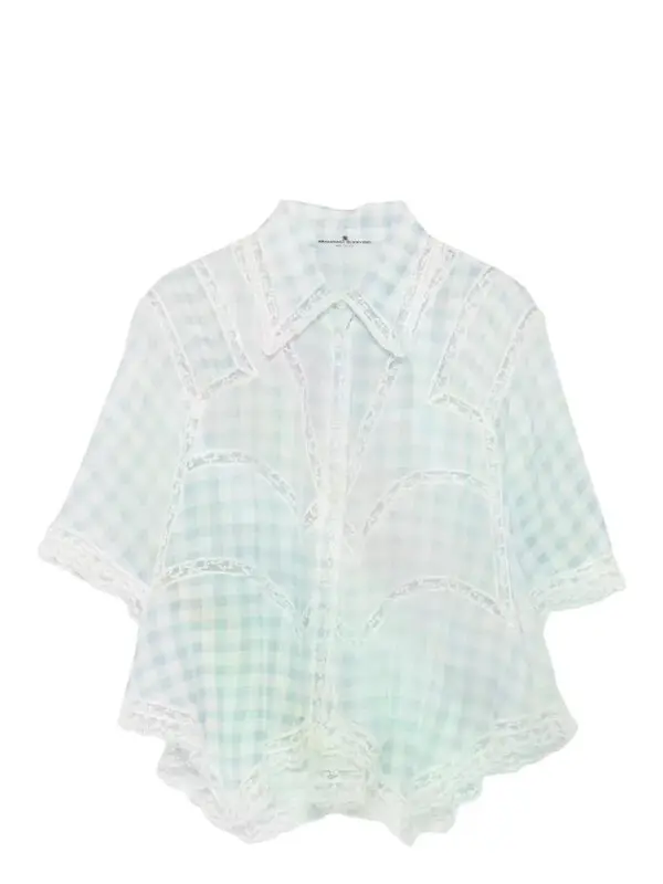 Ermanno Scervino Check-pattern Lace-trim Shirt - White