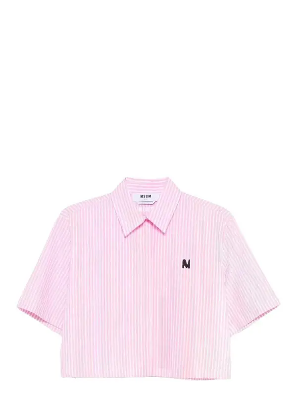 MSGM Striped Cropped Shirt - Pink