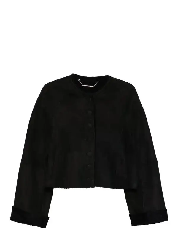 Nour Hammour Willow Buttoned Leather Jacket - Black