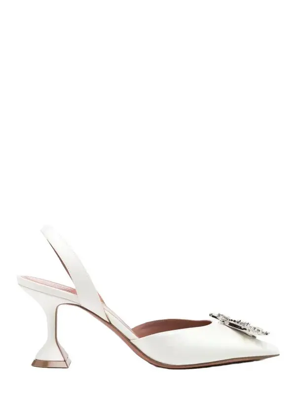 Amina Muaddi Begum Embellished Slingback Pumps - White