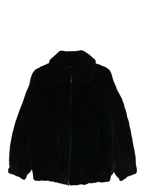 Nour Hammour Plush Bomber Jacket - Black